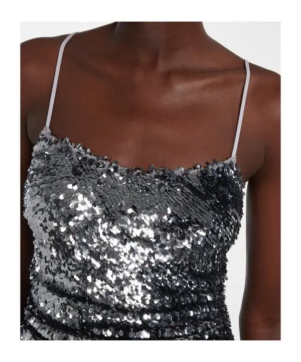 JACQUES WEI Sequined Paneled Maxi Dress