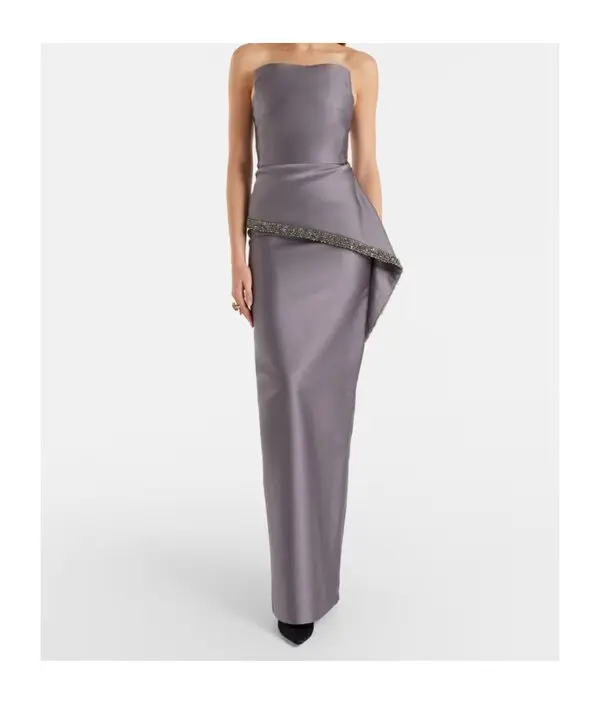 Roland Mouret Strapless Crystal-embellished Taffeta Gown