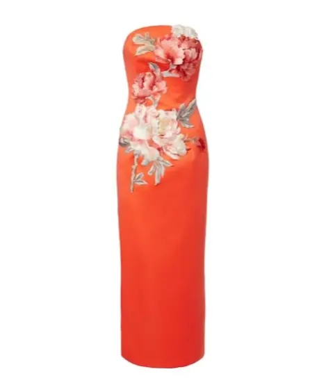 LEO Ava Floral-appliqué Satin Corset Gown
