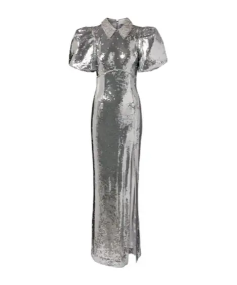Rebecca Vallance Olympia Sequined Puff-sleeve Gown - Gray