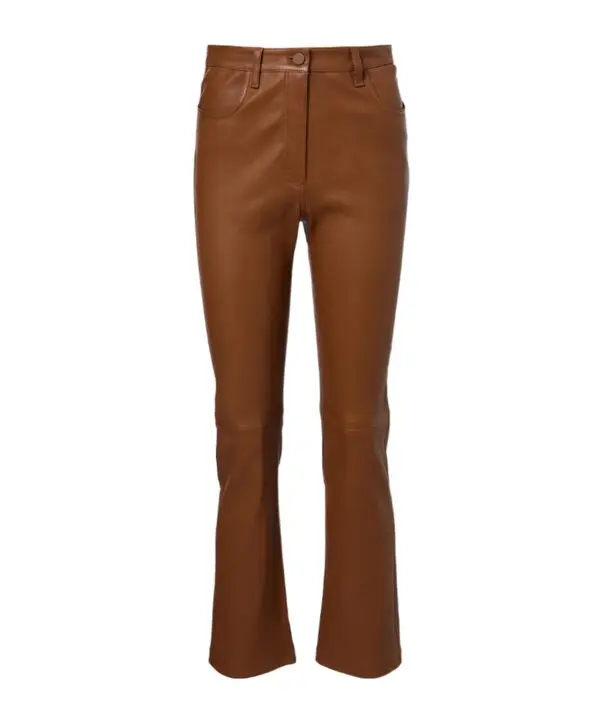 JOSEPH Cropped Leather Bootcut Pants