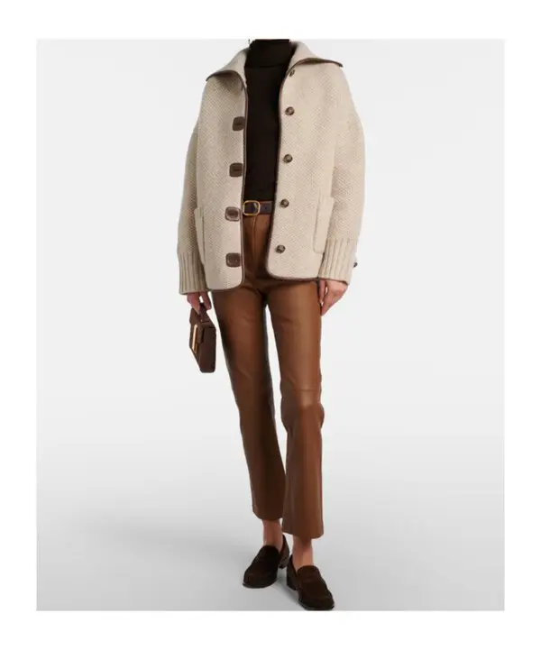 JOSEPH Cropped Leather Bootcut Pants