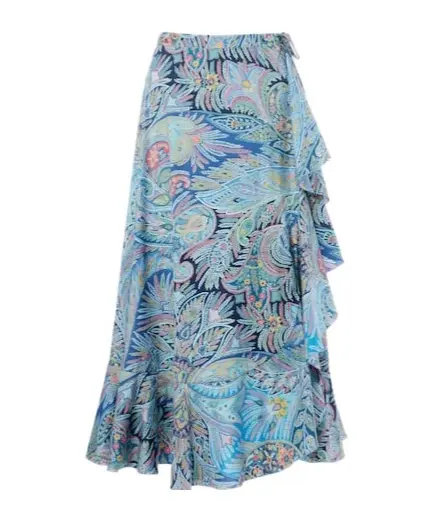 Etro Printed Ruffled Cotton-blend Midi Skirt