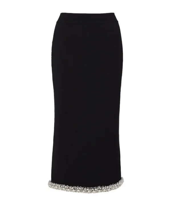 Simkhai Idina Embellished Knitted Pencil Skirt - Black