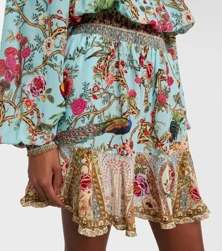 Camilla Embellished Off-shoulder Silk Crepe Mini Dress