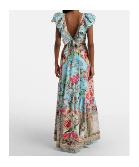 Camilla Embellished Floral Cotton Poplin Maxi Skirt - Nude