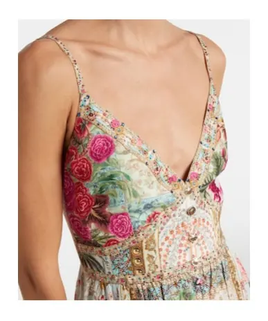 Camilla Embellished Floral Linen Maxi Dress