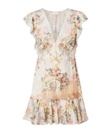 Camilla Embellished Floral Lace-trimmed Minidress - Nude