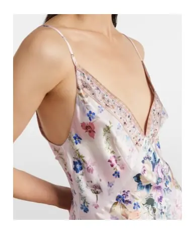 Camilla Embellished Floral Silk Satin Maxi Dress - Pink
