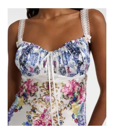 Camilla Embellished Printed Silk Satin Midi Dress
