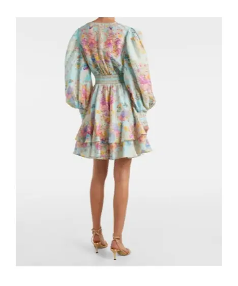 Camilla Embellished Floral Linen And Silk Minidress