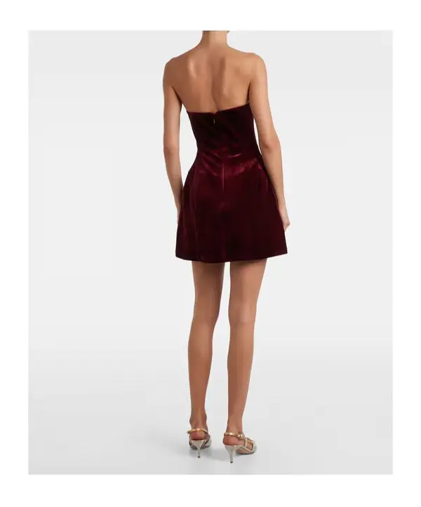 LEO Rosario Floral-appliqué Velvet Mini Dress