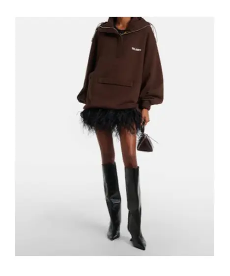 Attico Sheer Feather-trimmed Miniskirt