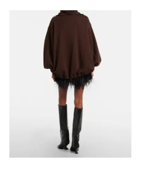 Attico Sheer Feather-trimmed Miniskirt