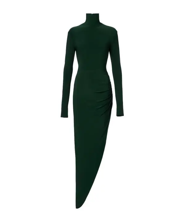 Norma Kamali Asymmetric Turtleneck Maxi Dress