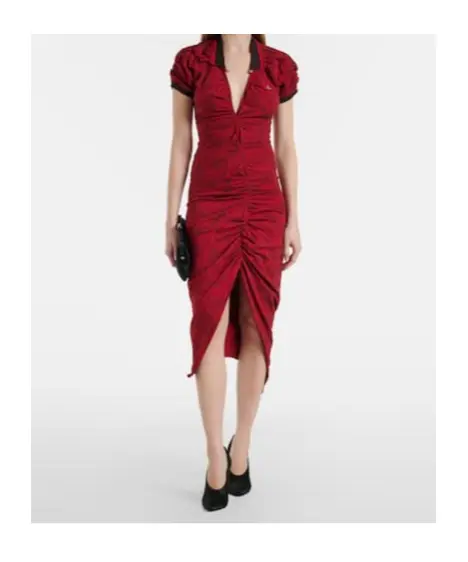 VIVIENNE WESTWOOD Cotton Jacquard Midi Dress With Orb Logo Print