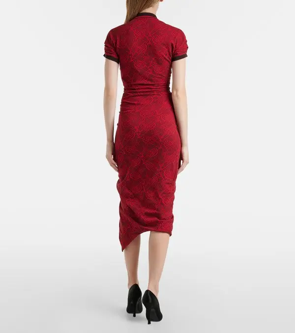 VIVIENNE WESTWOOD Cotton Jacquard Midi Dress With Orb Logo Print