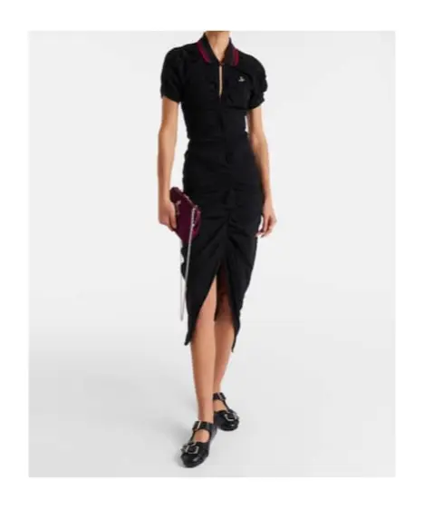 VIVIENNE WESTWOOD Pulling Ruched Cotton Midi Dress