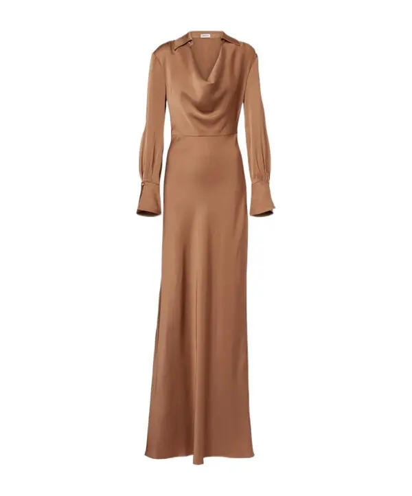 Simkhai Adelle Draped Satin Gown - Brown