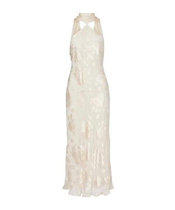 Rixo Floral Maxi Dress With Detachable Scarf - White