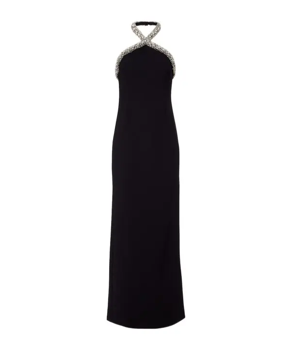 Simkhai Embellished Halterneck Crepe Gown