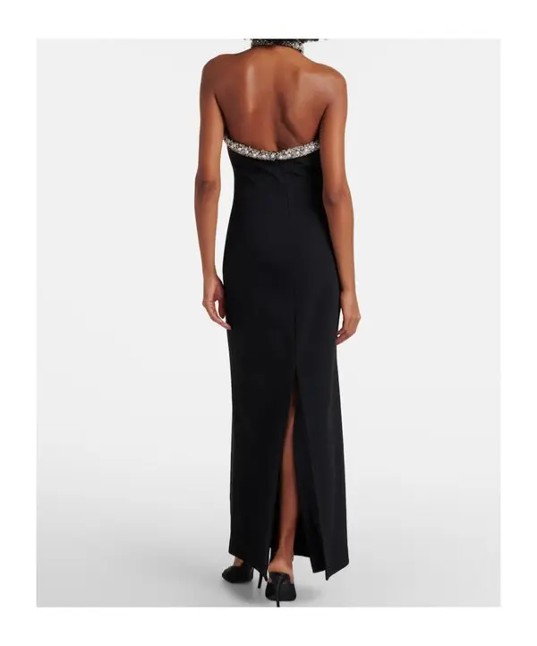 Simkhai Embellished Halterneck Crepe Gown