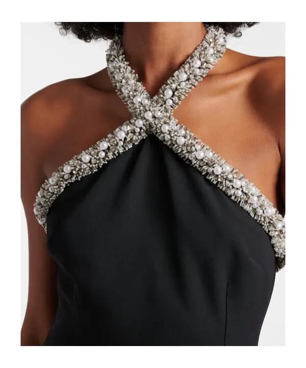 Simkhai Embellished Halterneck Crepe Gown