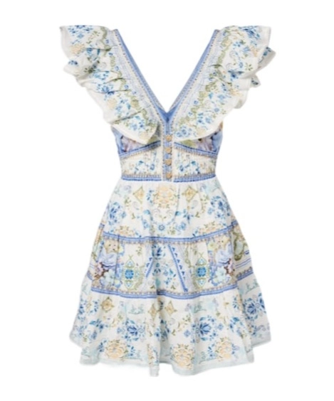 Camilla Embellished Floral Linen Minidress - No