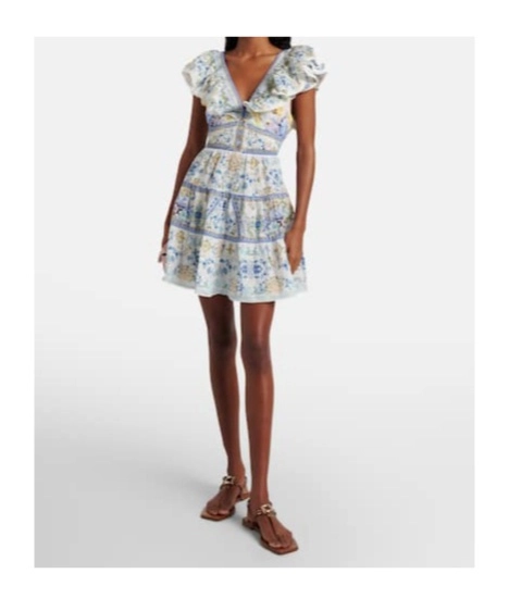 Camilla Embellished Floral Linen Minidress - No