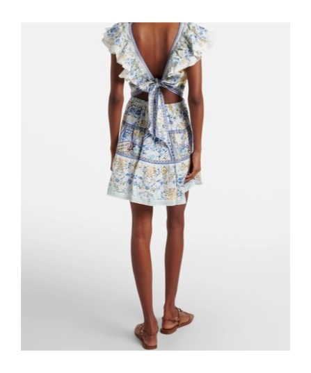 Camilla Embellished Floral Linen Minidress - No