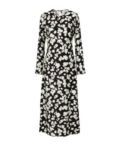 Proenza Schouler White Label Waverly Printed Long Sleeve Midi Dress - Black
