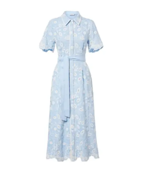 Simkhai Audria Embroidered Linen-blend Midi Dress