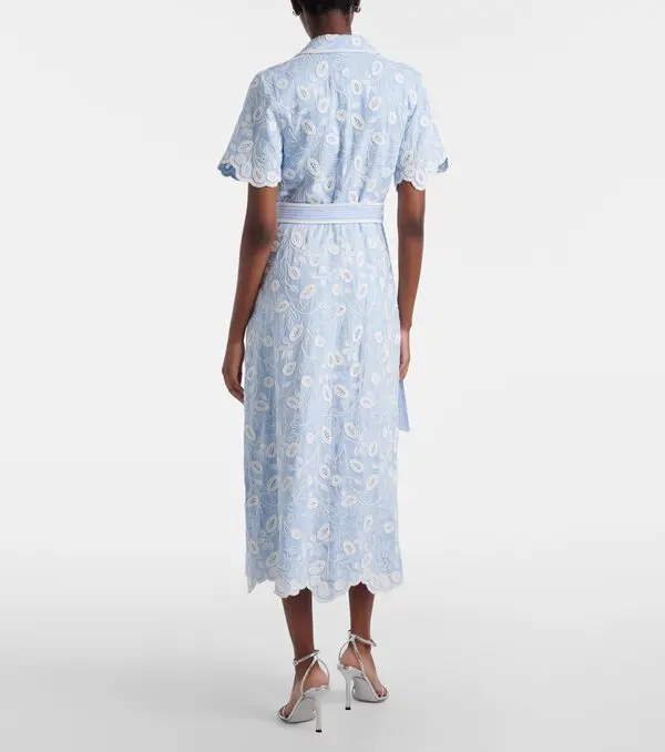 Simkhai Audria Embroidered Linen-blend Midi Dress