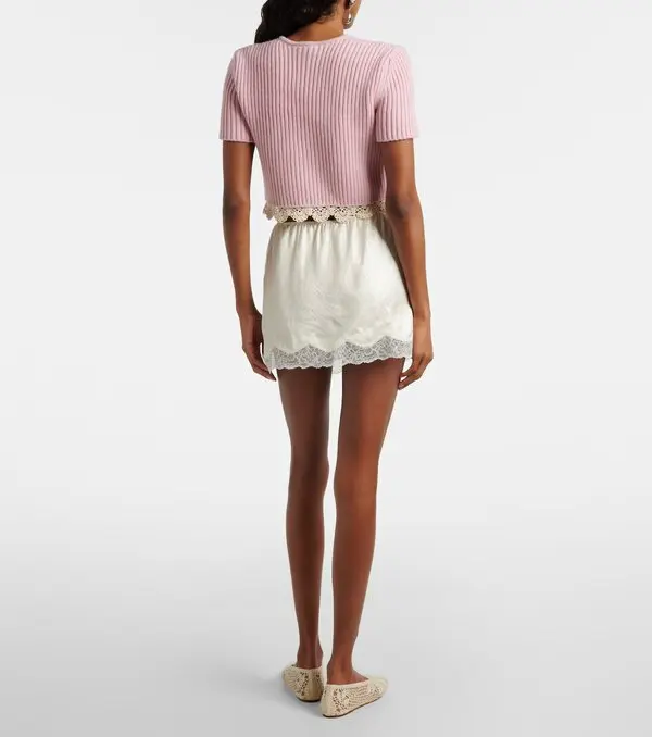 Magda Butrym Lace-trimmed Silk Satin Mini Skirt