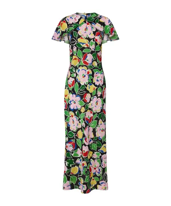 Rixo Jeannie Floral Silk Maxi Dress