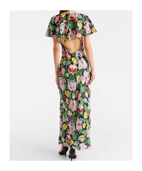 Rixo Jeannie Floral Silk Maxi Dress