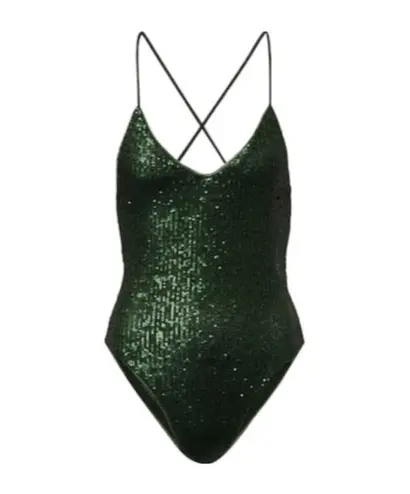 Norma Kamali Fara Sequined Bodysuit - Green