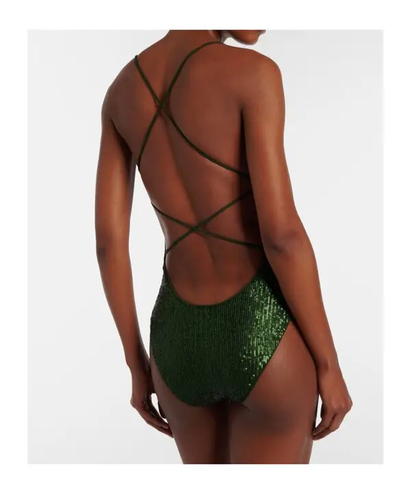 Norma Kamali Fara Sequined Bodysuit