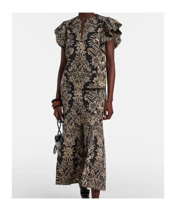 Ulla Johnson Severine Printed Cotton Poplin Top