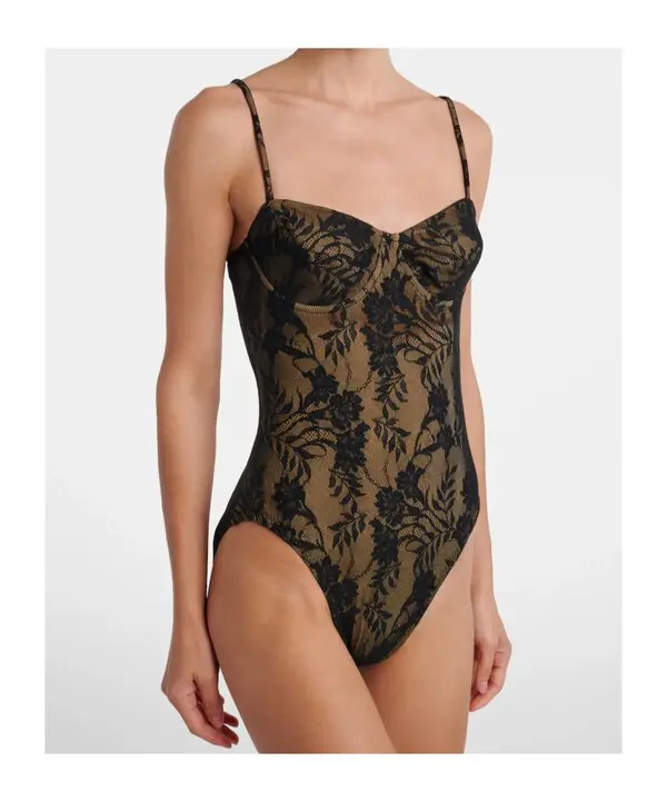 Norma Kamali Lace Sheer Bodysuit