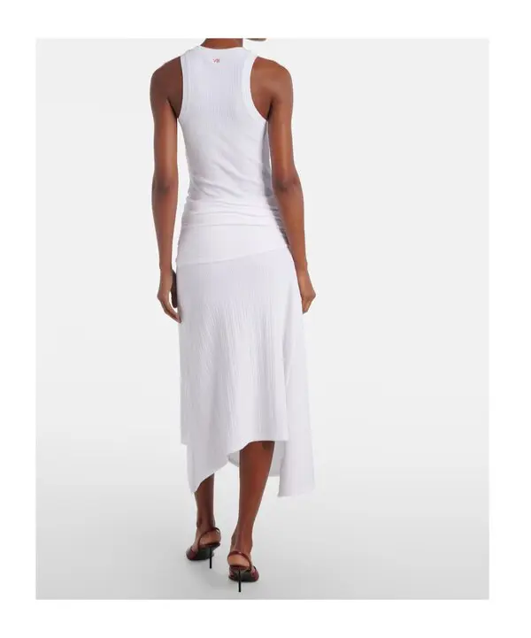 Victoria Beckham Gathered Cotton-blend Midi Skirt