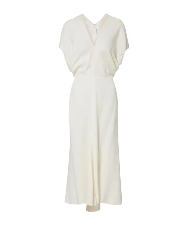 Victoria Beckham Edith Crêpe Satin Midi Dress - White