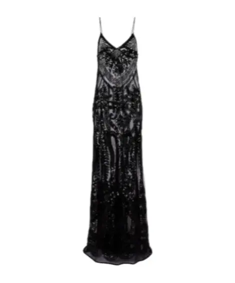Norma Kamali Sequined Semi-sheer Gown - Black