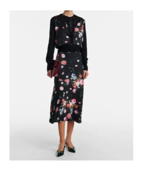 Erdem Floral Crepe Midi Skirt