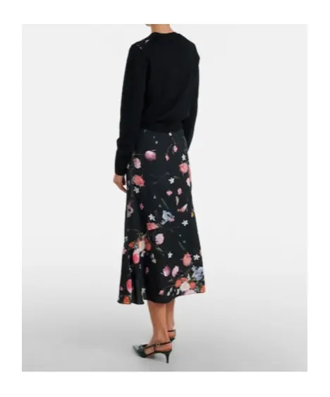 Erdem Floral Crepe Midi Skirt