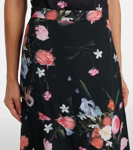 Erdem Floral Crepe Midi Skirt