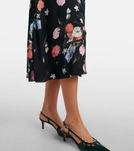 Erdem Floral Crepe Midi Skirt