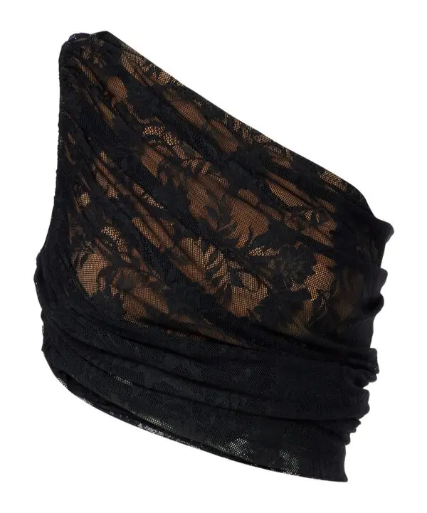 Norma Kamali Diana Asymmetric Lace Draped Top