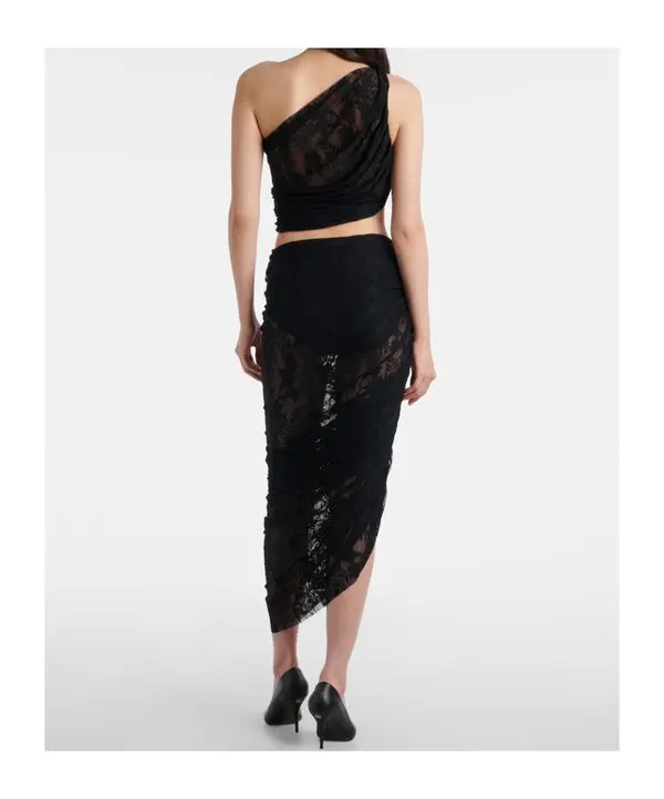 Norma Kamali Diana Asymmetric Lace Draped Top
