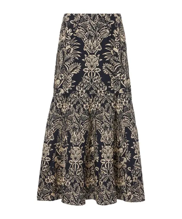 Ulla Johnson Clarisse Printed Cotton Poplin Midi Skirt